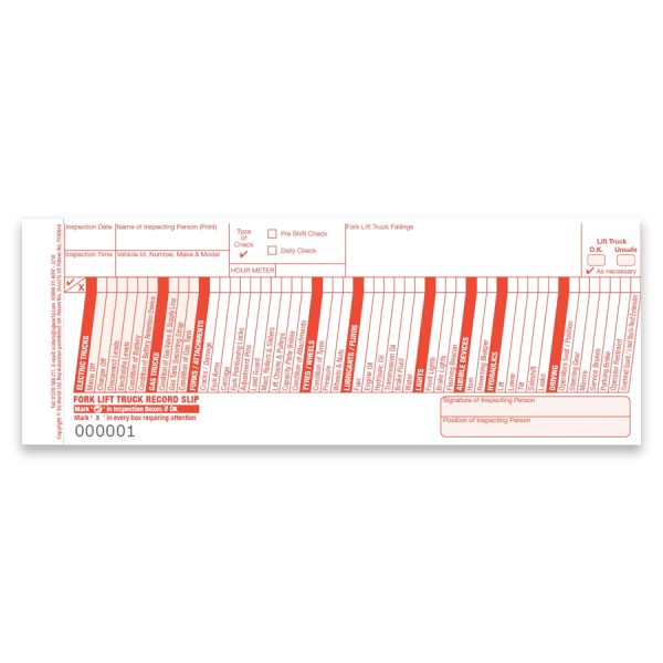 Safe-truck Pre-shift inspection Pads - UKMHA