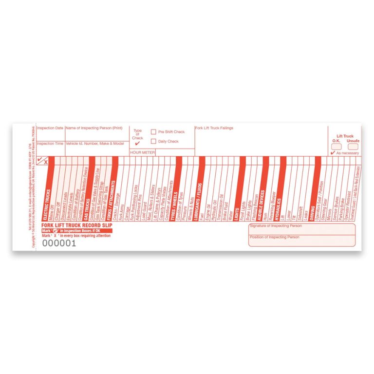 Safe-truck Pre-shift inspection Pads - UKMHA
